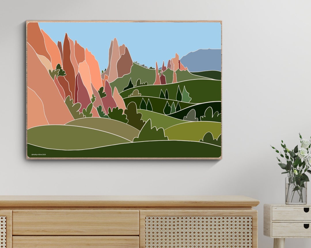 Garden of the Gods Colorado Line Art (landscape) Digital Print *great ...