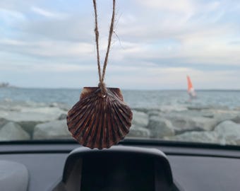 Seashell Car Charm [twine] - Coastal Car Decor, Hanging Seashell Rear ...