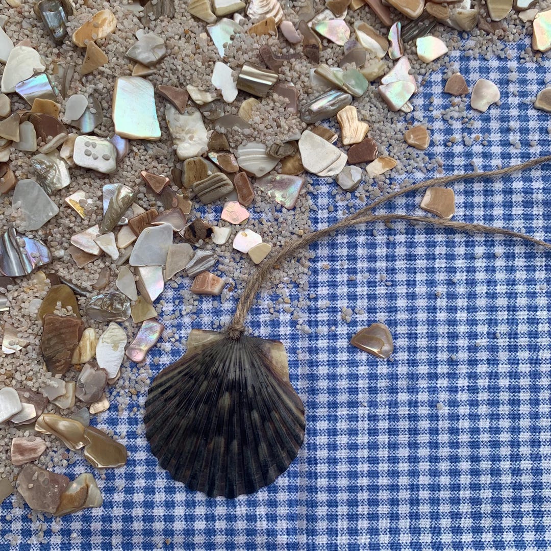 Seashell Car Charm [twine] - Coastal Car Decor, Hanging Seashell Rear ...