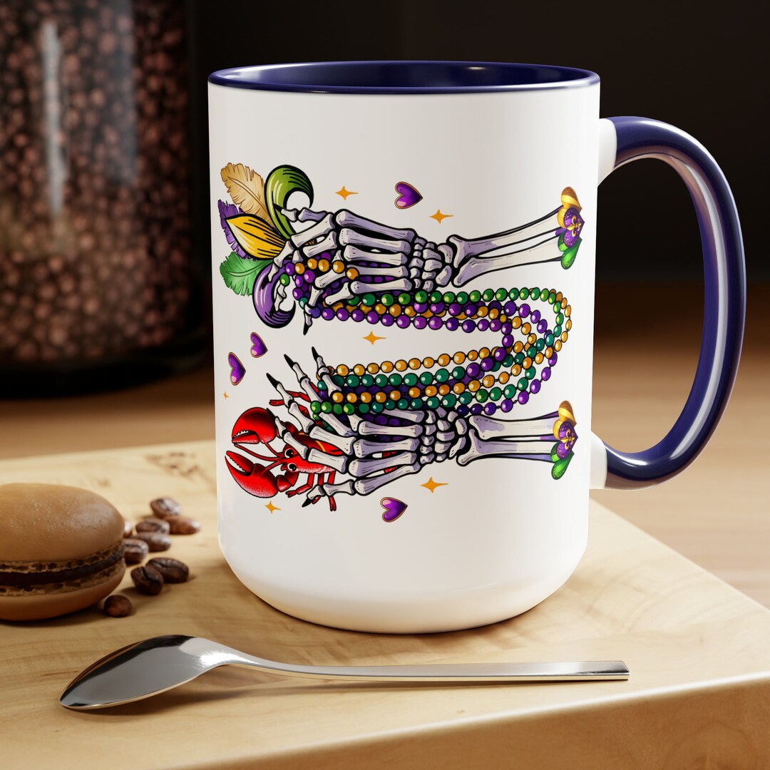 Mardi Gras Skeleton Spirit Coffee Cup Mug 15oz, New Orleans Louisiana ...