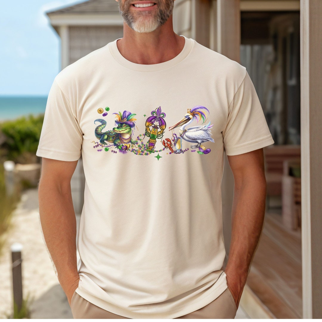 Alligator Crawfish Pelican Mardi Gras Sweatshirt, Fat Tuesday Tee ...