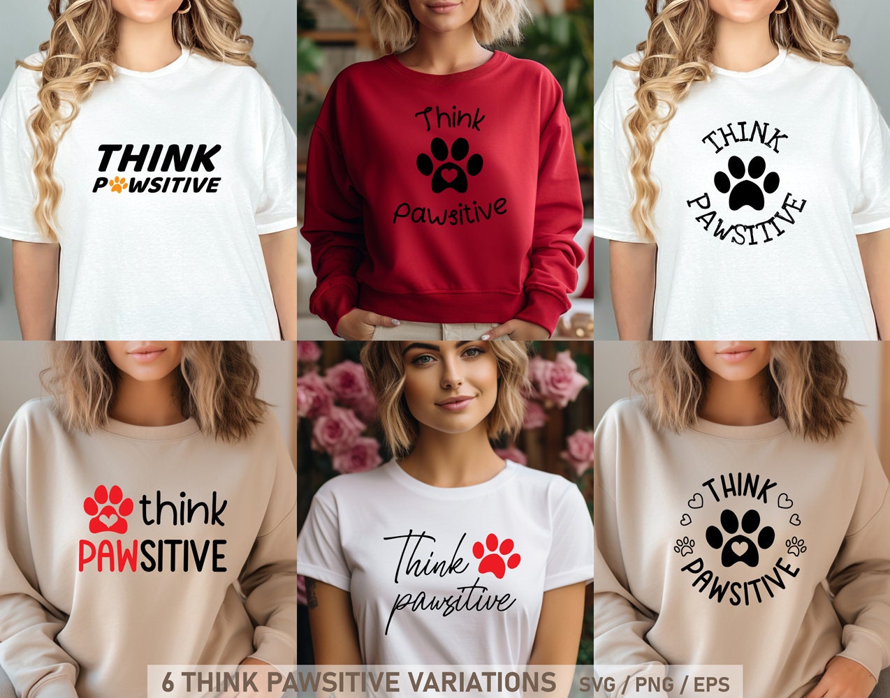 Think Pawsitive SVG, Animal Svg, Sign Design Svg, Pet Quote Svg, Paw ...