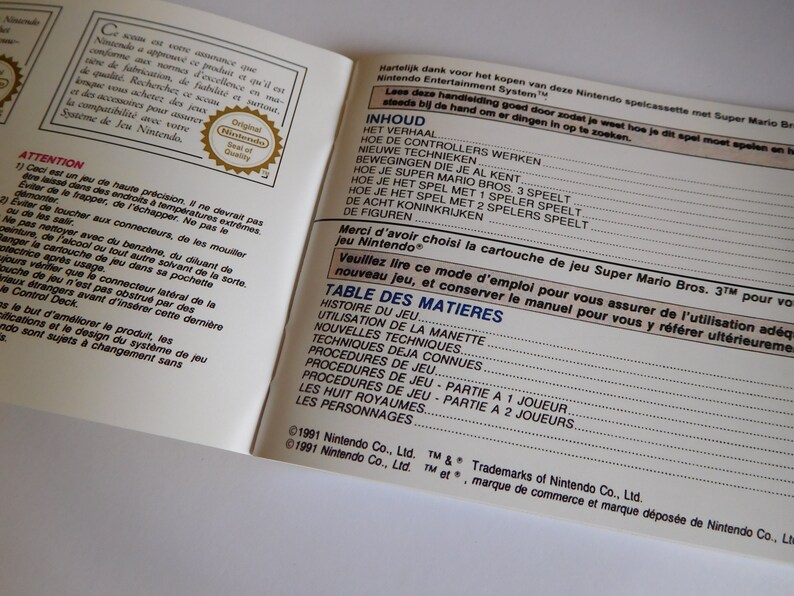 Super Mario Bros. Instructions 3 NES French / Dutch - Etsy