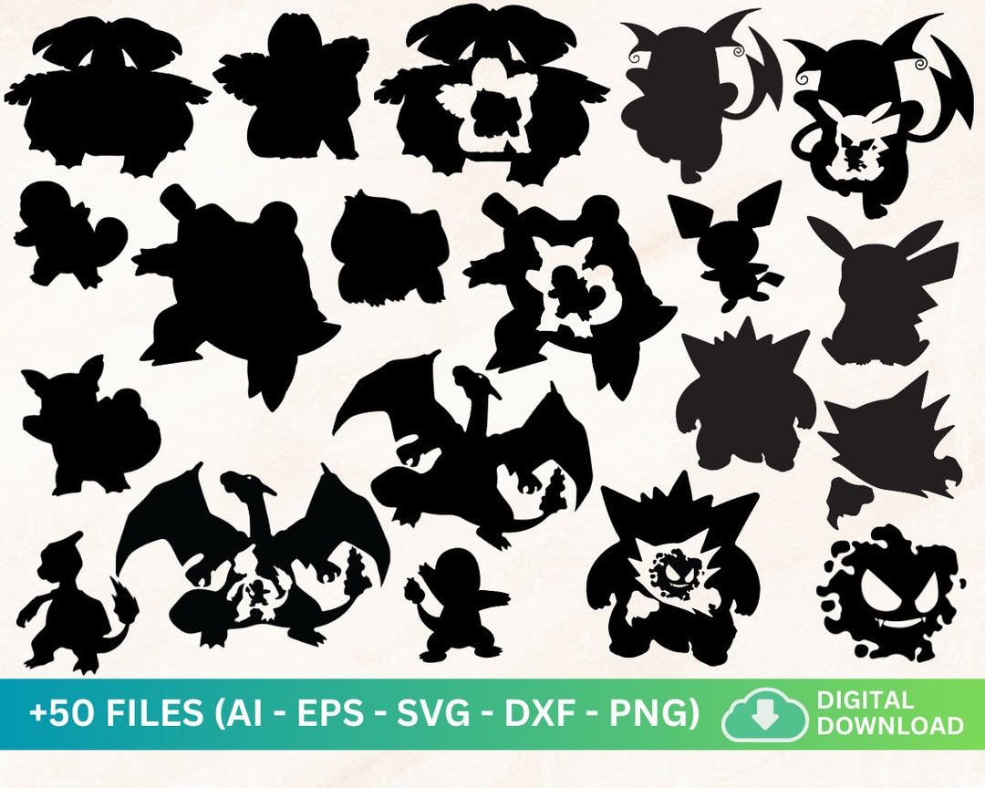 Pokemon Evolution Mega Svg Bundle, Pokemon Silhouette, Pokemone Svg ...