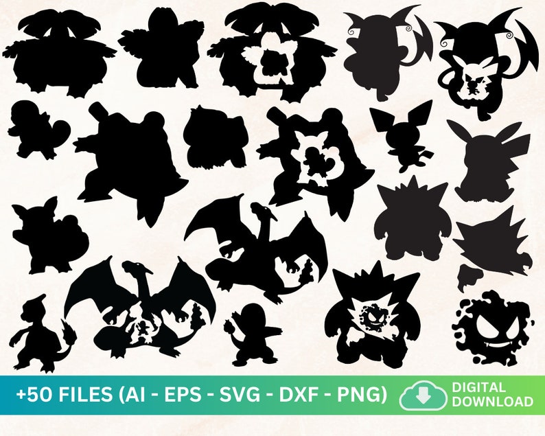 Pokemon Evolution Mega Svg Bundle, Pokemon Silhouette, Pokemone Svg ...