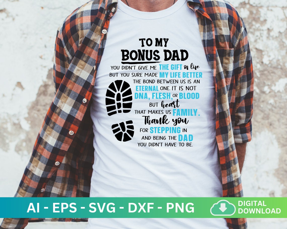 To My Bonus Dad Svg, Bonus Dad Gift From Daughter and Son, Bonus Parent ...