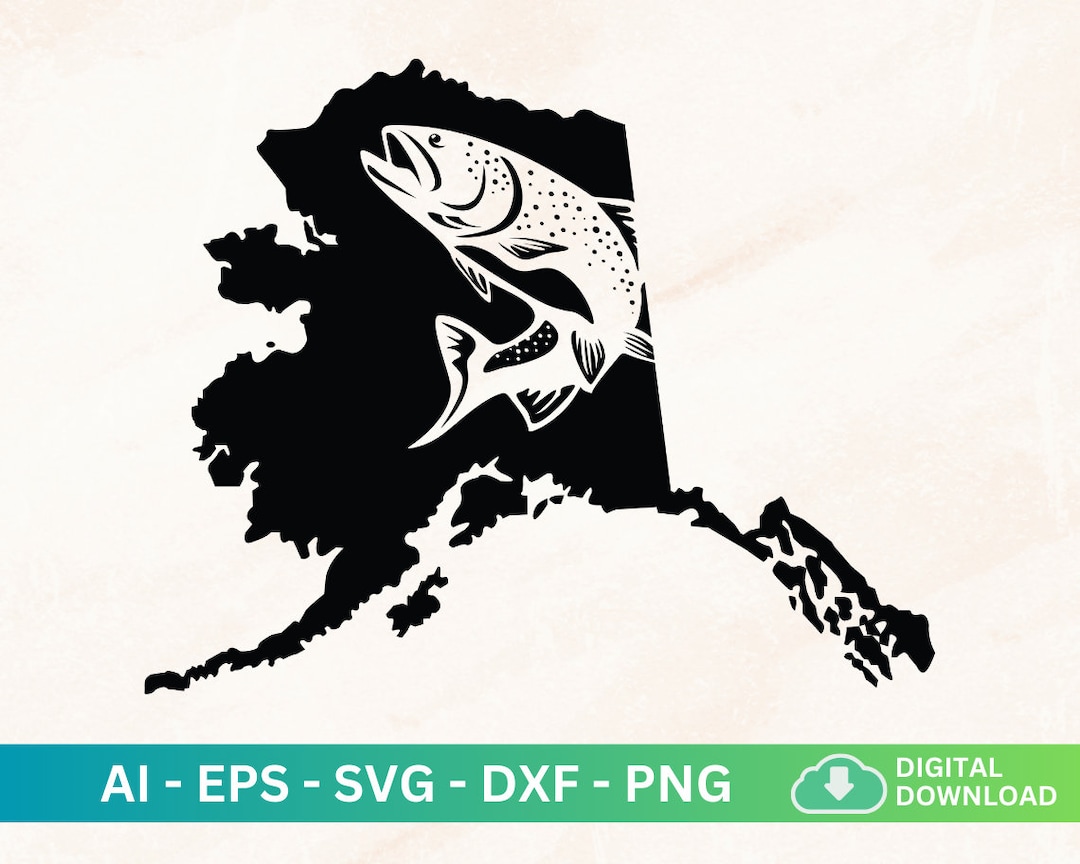 Alaska Salmon Fishing, Fishing Lover Svg, Alaska State Scene Svg Png ...