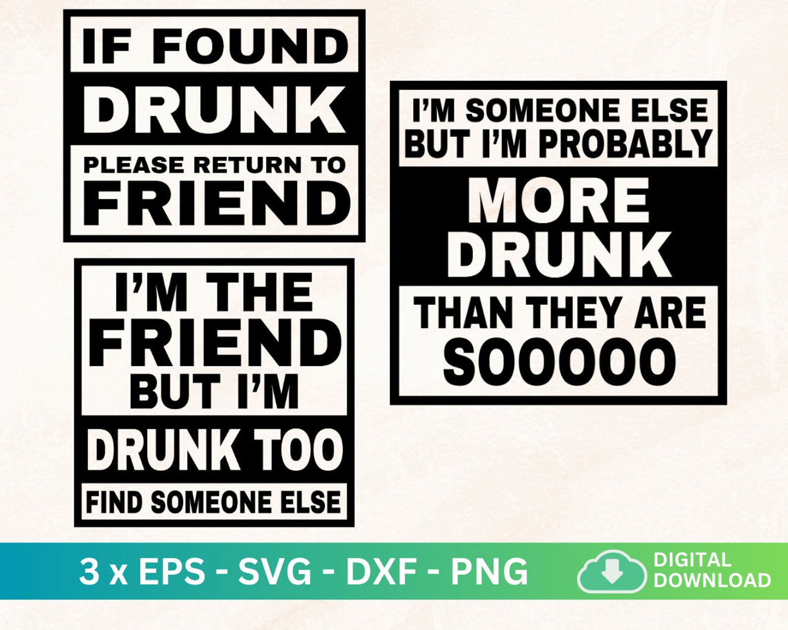 If Drunk Svg Bundle, Drunk Friends Svg Png Eps Dxf, If Drunk Return to ...