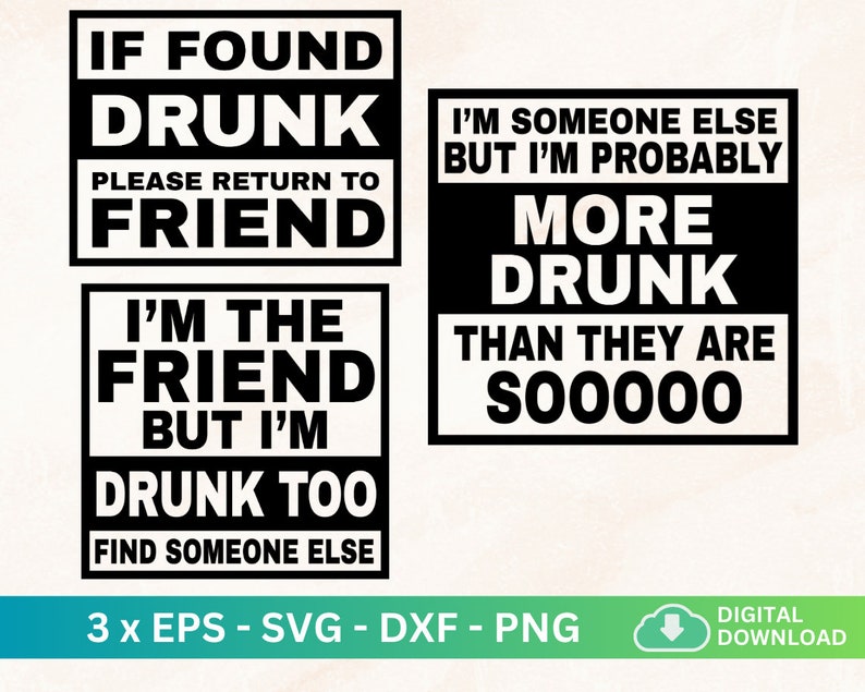 If Drunk Svg Bundle, Drunk Friends Svg Png Eps Dxf, If Drunk Return to ...