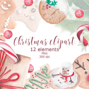 Christmas Watercolor Gingerbread Clipart Christmas Png Files Watercolor ...