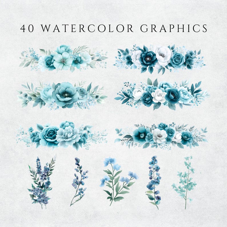 Teal Flower Clipart Commercial Use Transparent PNG Blue Turquoise ...