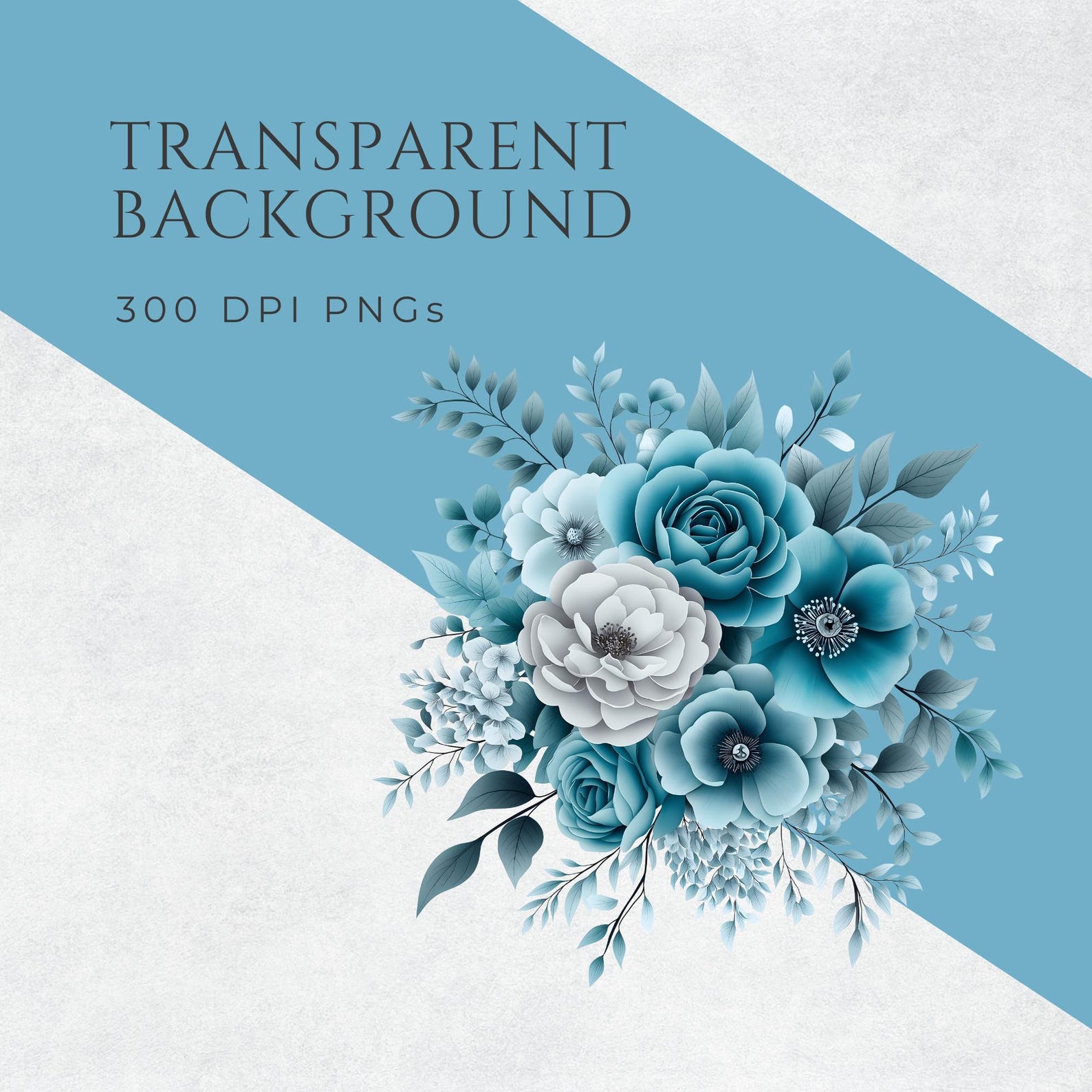 Teal Flower Clipart Commercial Use Transparent PNG Blue Turquoise ...