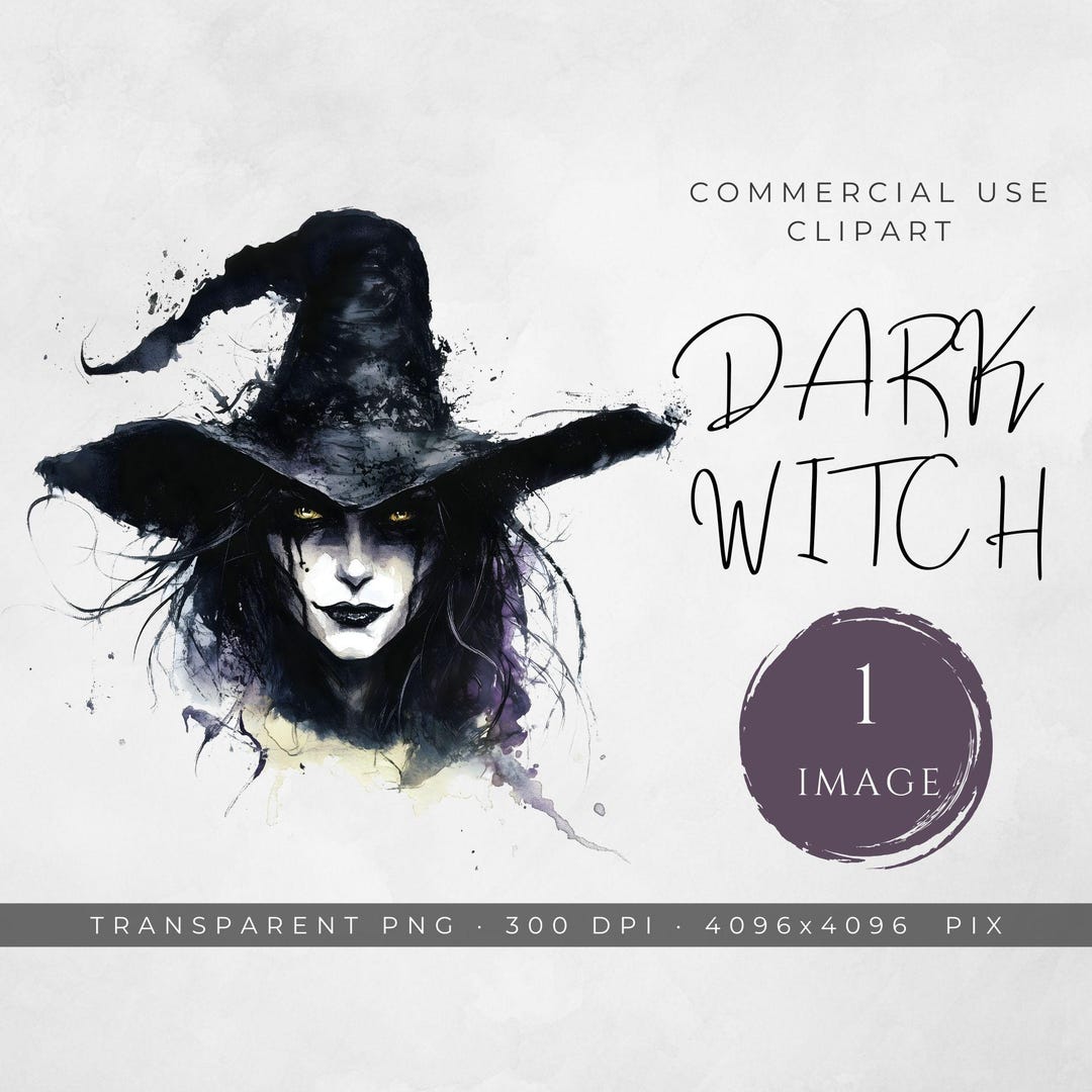 Scary Evil Witch Clipart Single Image Commercial Use Watercolor ...