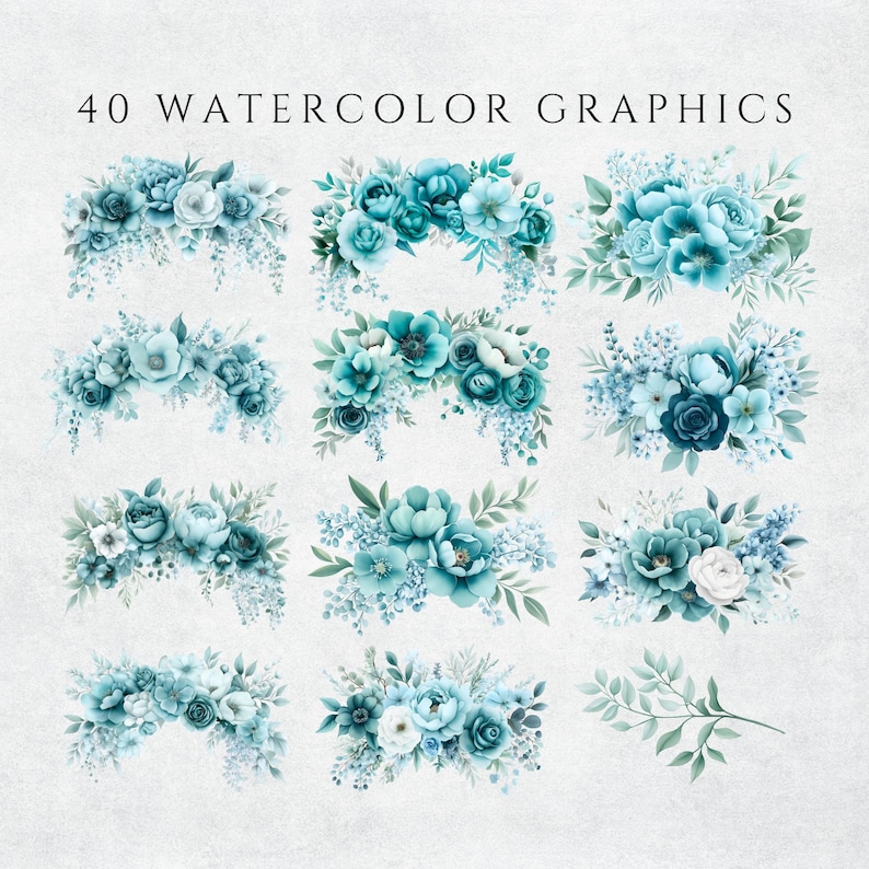 Teal Flower Clipart Commercial Use Transparent PNG Blue Turquoise ...