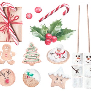 Christmas Watercolor Gingerbread Clipart Christmas Png Files Watercolor ...