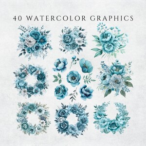 Teal Flower Clipart Commercial Use Transparent PNG Blue Turquoise ...