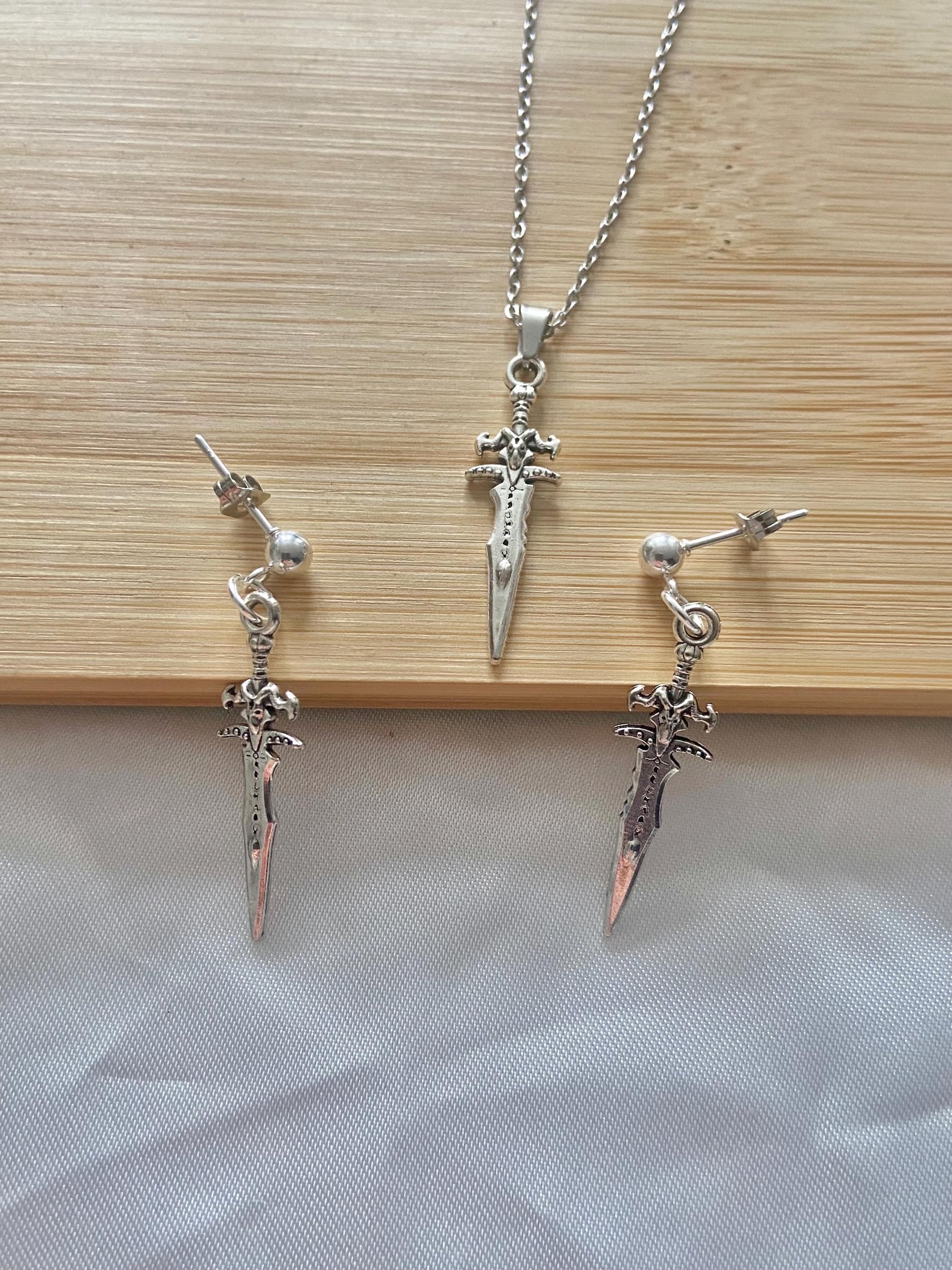 Sword Stud Dangle Earrings | Silver Sword Jewelry | Medieval Studs ...