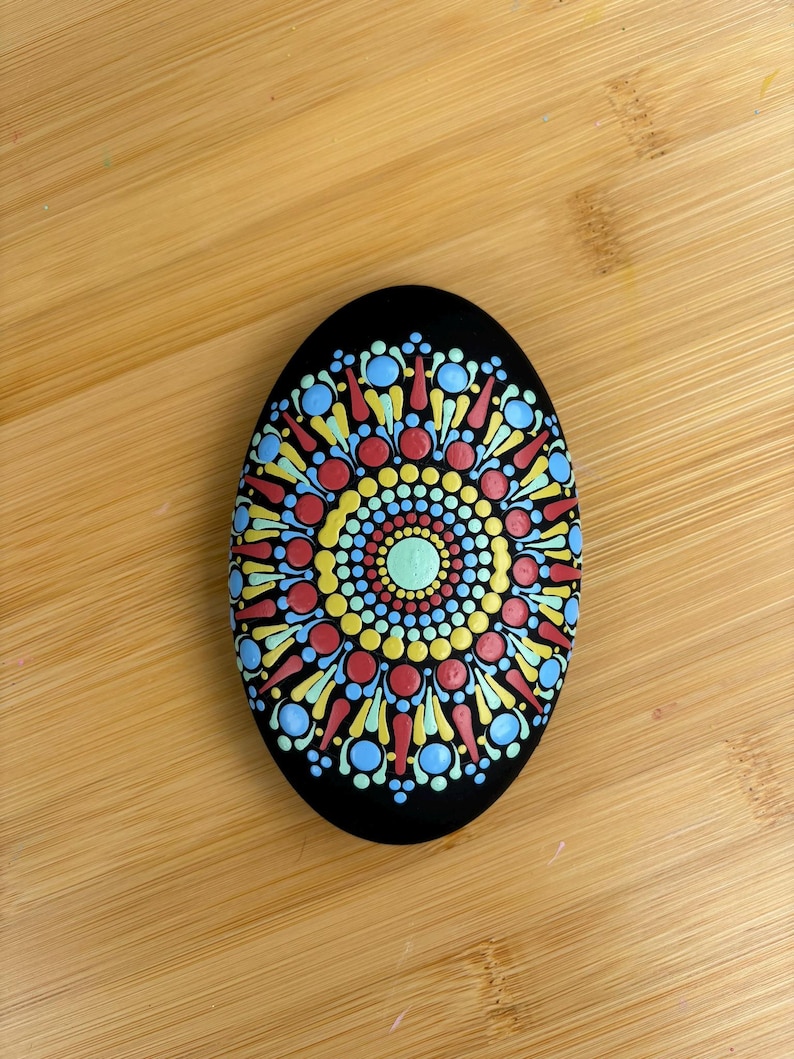 Hand-cast Art Plaster Mandala Stone | Dot Art Paperweight - Etsy