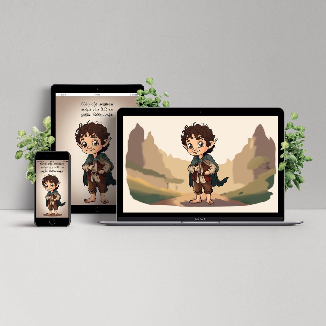 Frodo Baggins Phone & Desktop Wallpaper Cute Lord of the Rings Digital ...