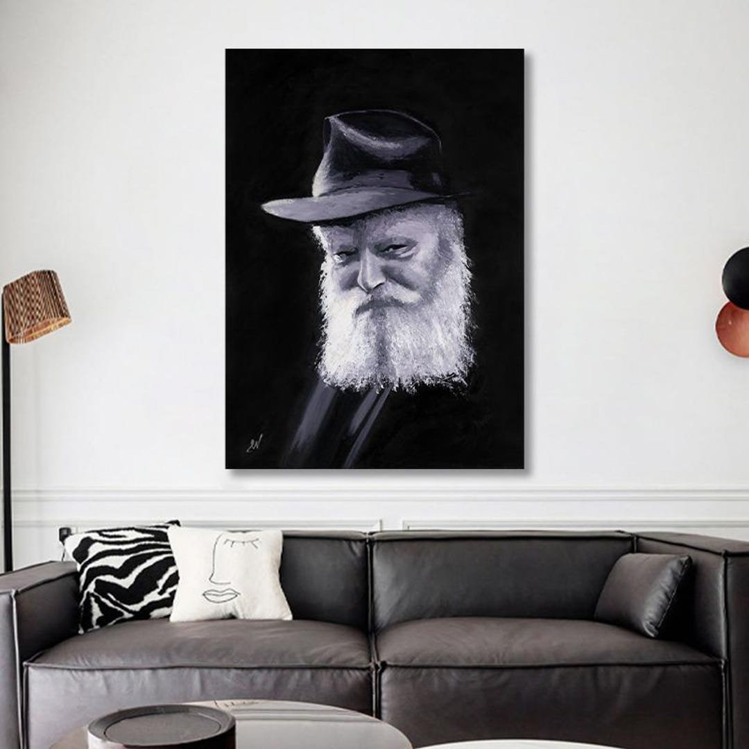 Original Oil Painting of Lubavitcher Rebbe - Unique Spiritual Art - Etsy