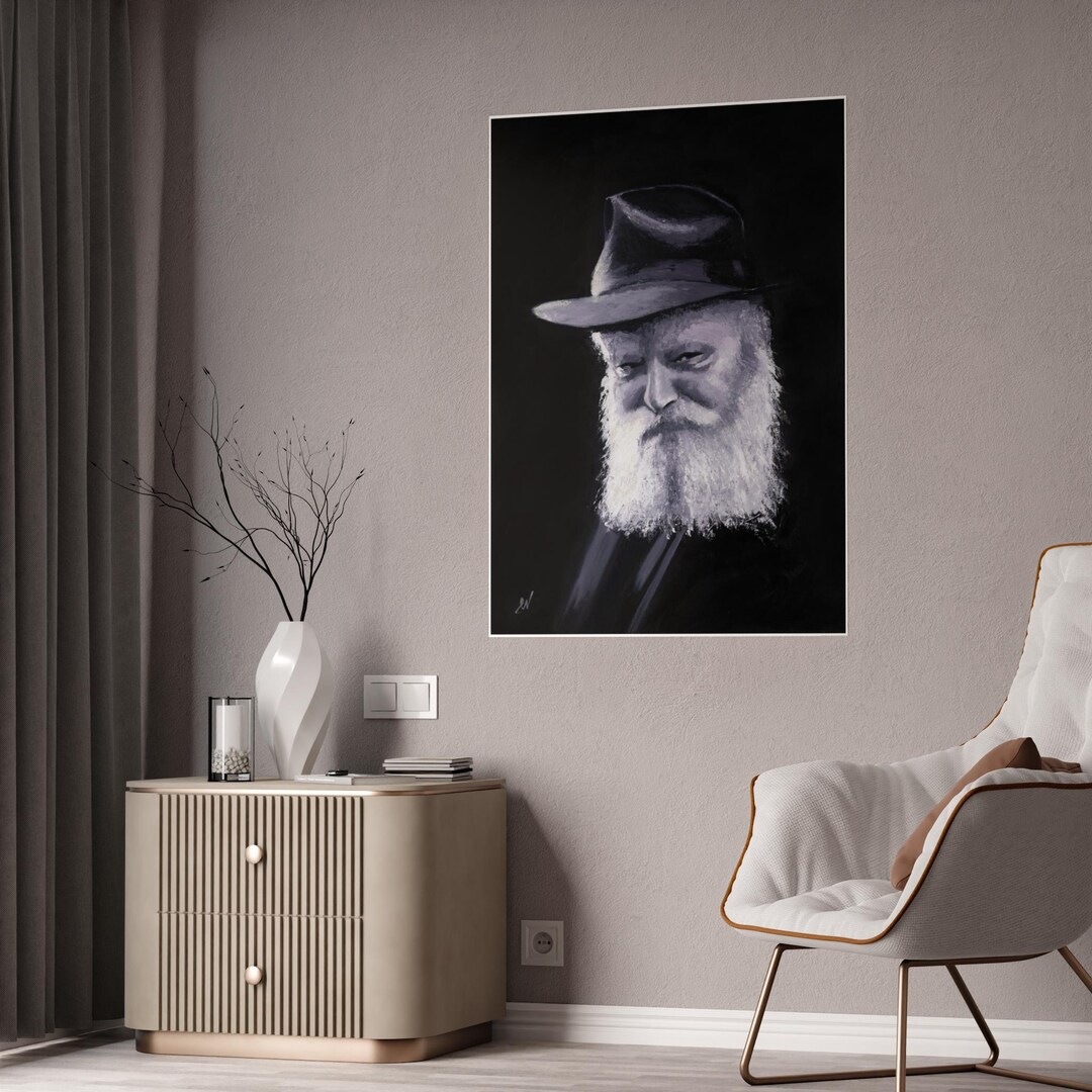 Lubavitch Rebbe Portrait – Spiritual Home Decor, Rolled Art Paper Print ...