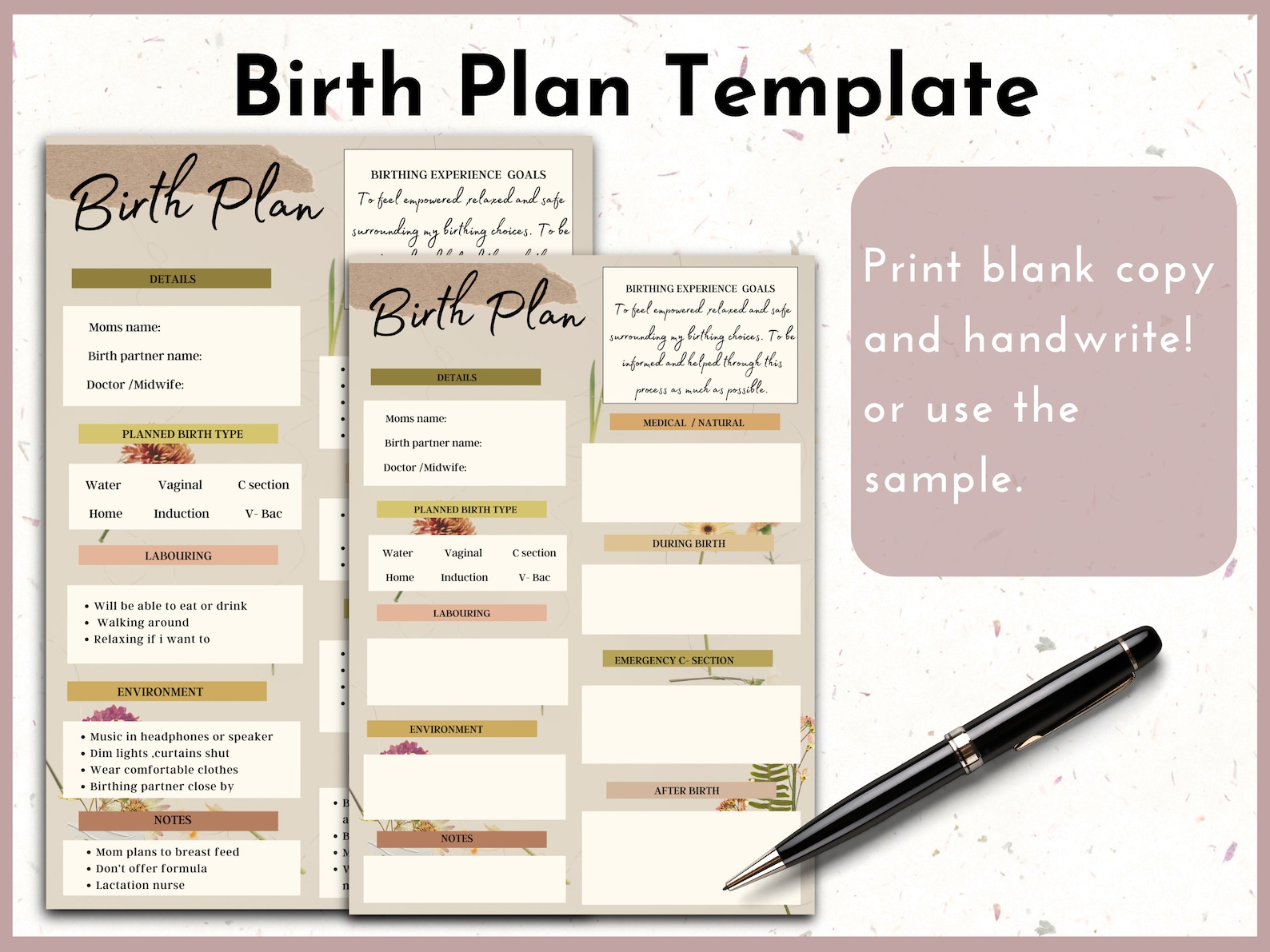 Editable Birth Plan Template: New Mom Planner (canva & PDF) - Etsy