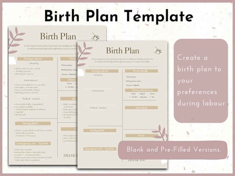 Birth Plan Template | Editable Canva Birth Plan Template | New Mom ...