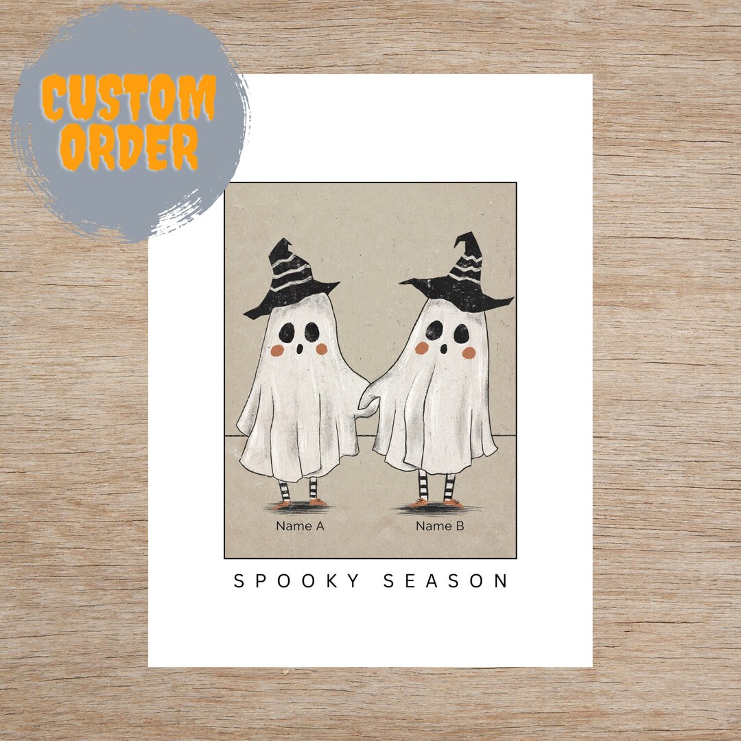 CUSTOM Ghosts Holding Hands Halloween Art Home Decor Halloween Wall Art Digital Download ...