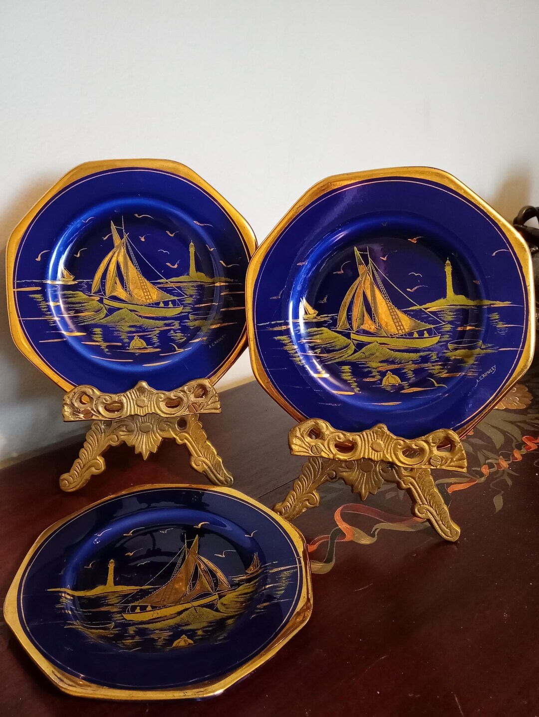 Antique, Rare EMPIRE WARE England “stoke on Trent” Plates. Set of 3. - Etsy