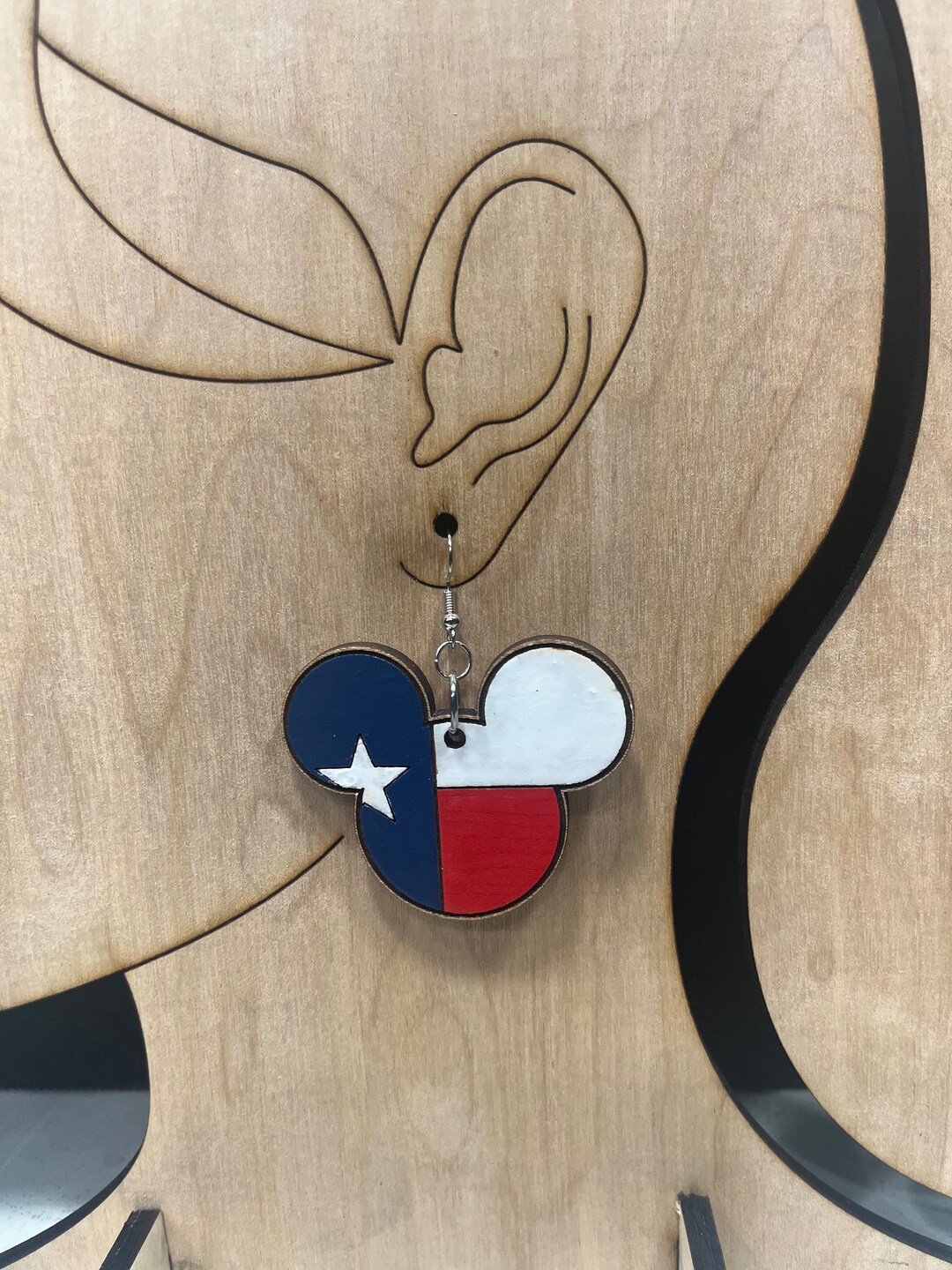 Texas Mickey Mouse Laser Cut Wooden Earrings - Etsy