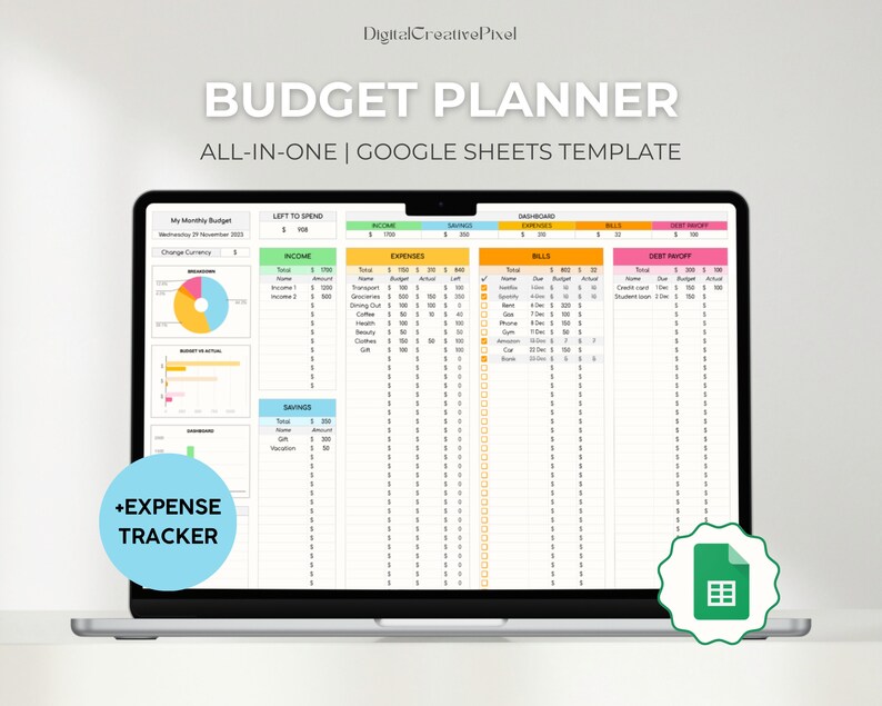 Monthly Budget for Google Sheets, Invoice Planner, Expense Tracker ...