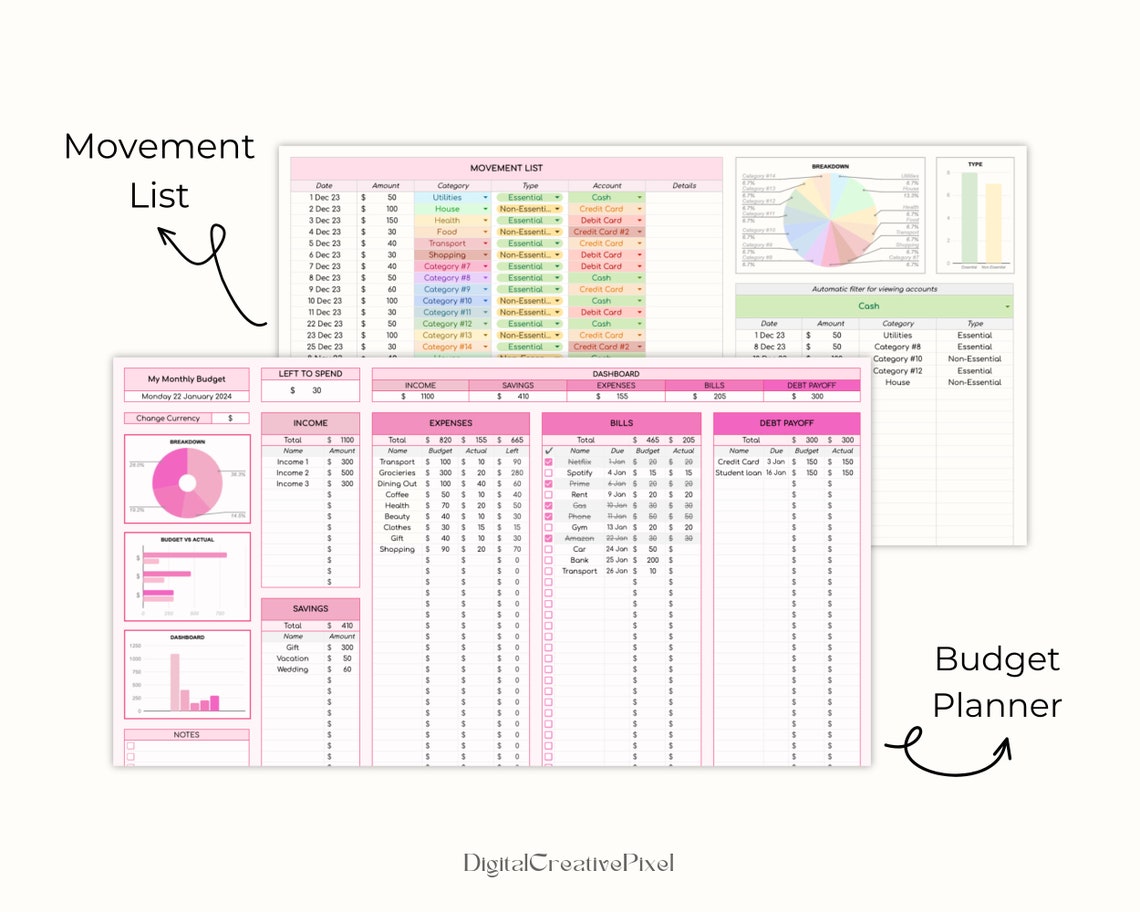 Monthly Budget for Google Sheets, Invoice Planner, Expense Tracker ...