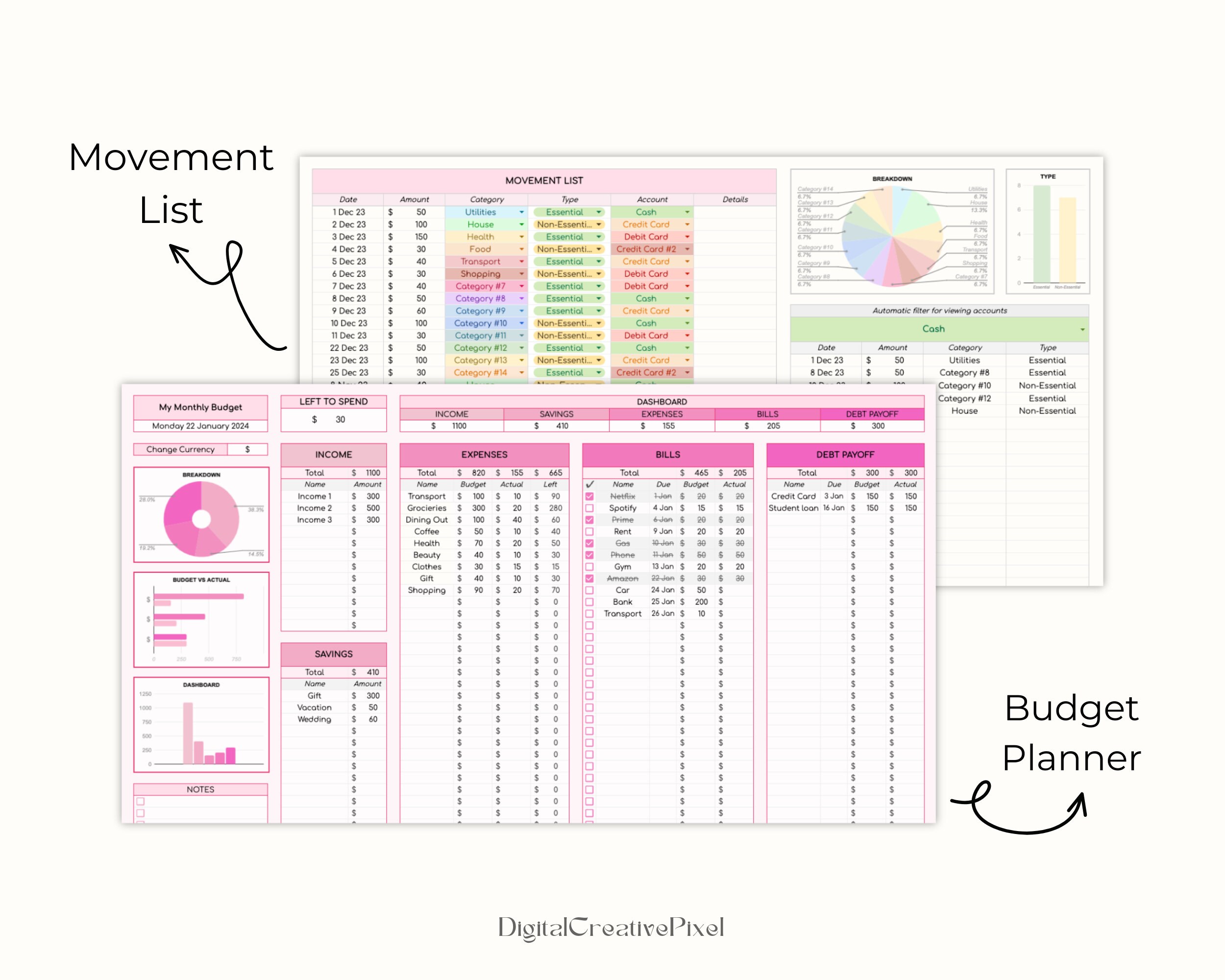 Monthly Budget for Google Sheets, Invoice Planner, Expense Tracker ...