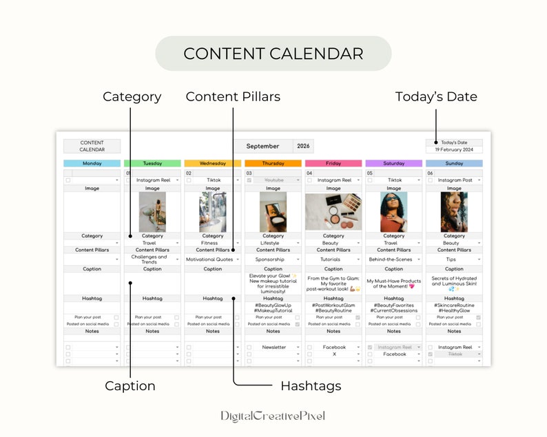 2025 Calendar Content Planner, Social Media, Google Sheets, Digital ...