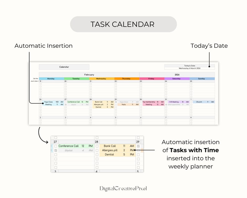 Daily and Weekly Planner, Google Sheets Template, Clear Button, to Do ...