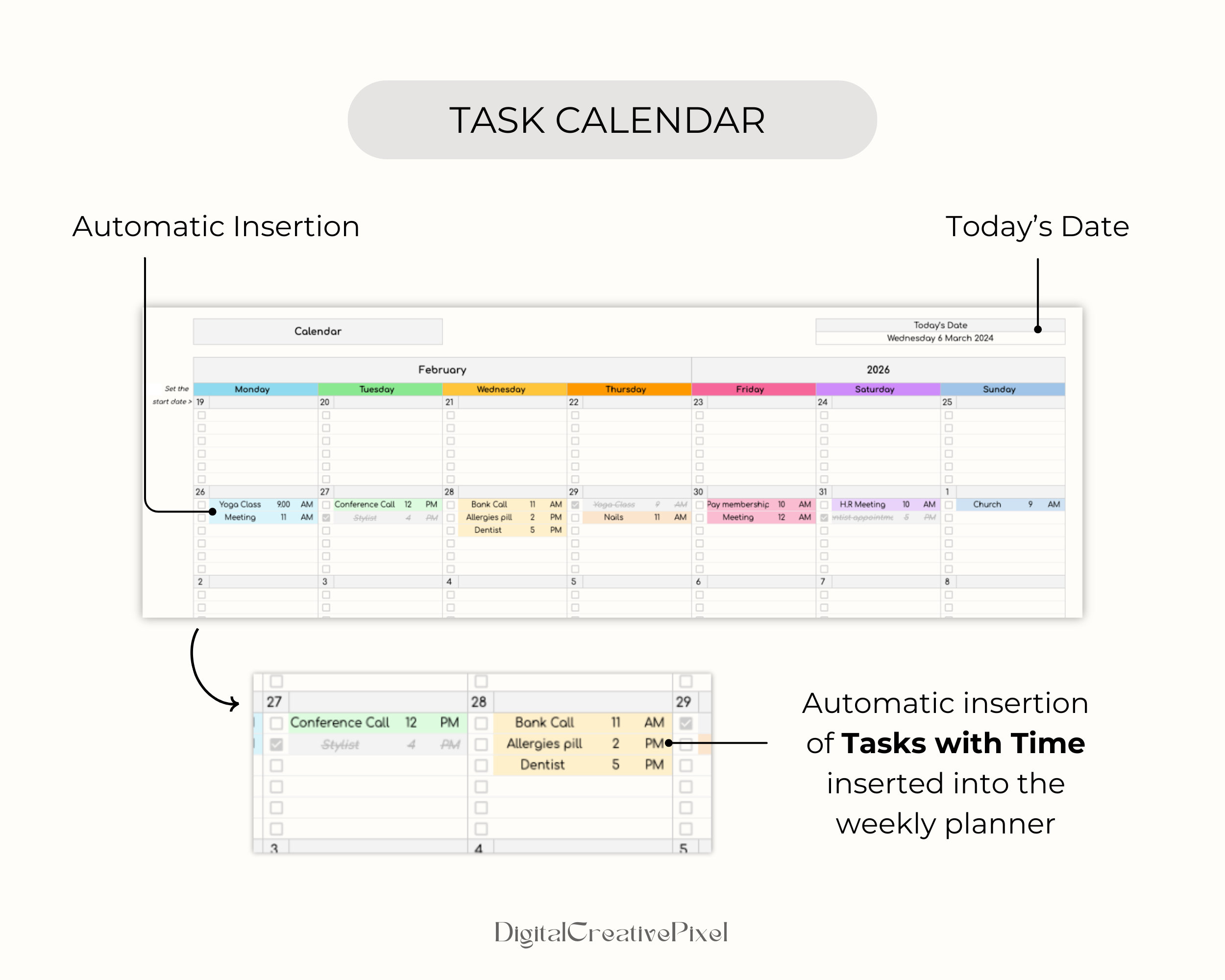 Daily and Weekly Planner, Google Sheets Template, Clear Button, to Do ...