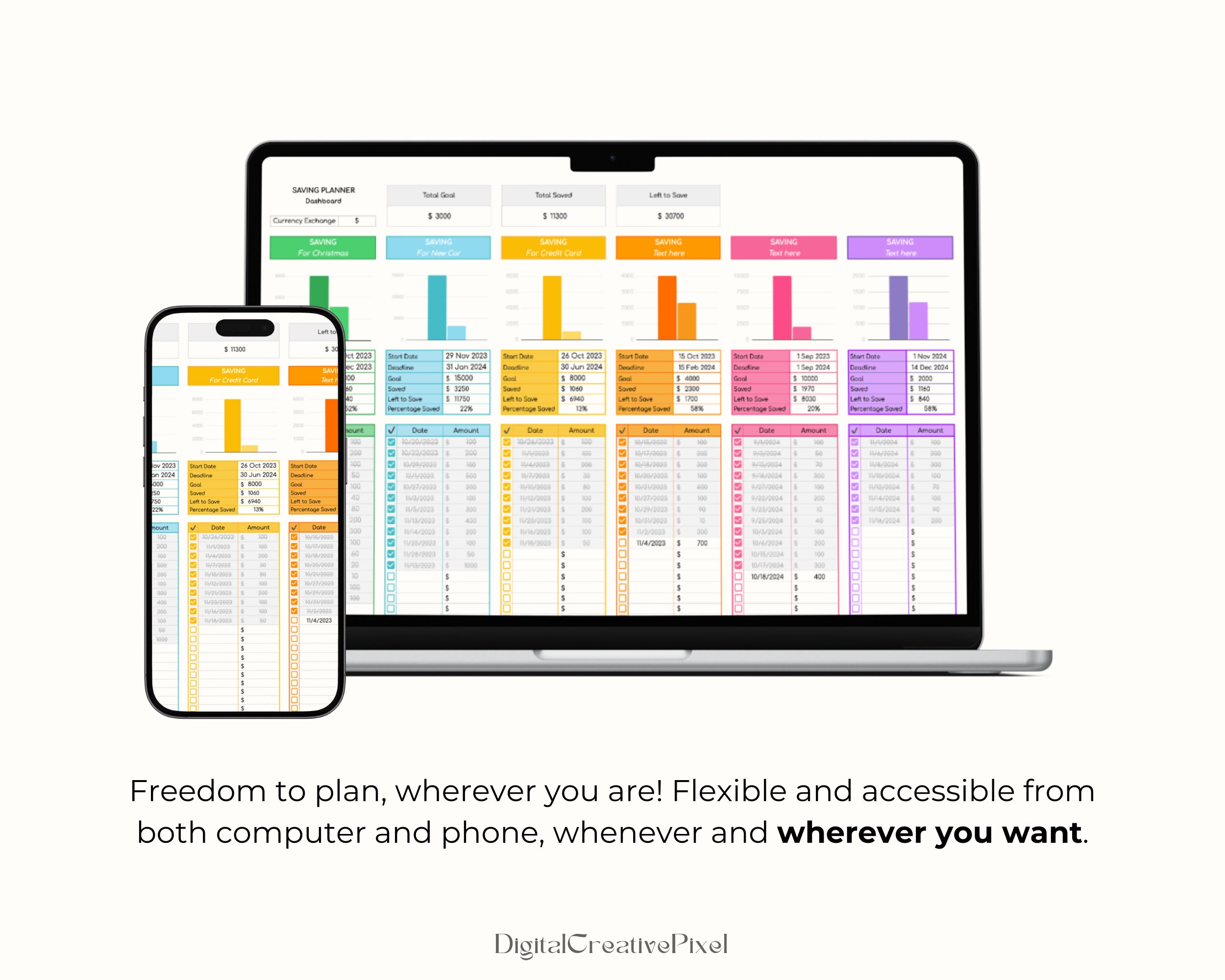 Savings Tracker Spreadsheet for Google Sheets, Budget Planner, Savings ...