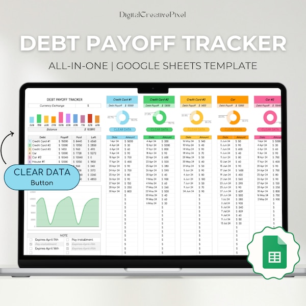 Debt Payoff Tracker for Google Sheets, Debt Snowball Spreadsheet, Money ...