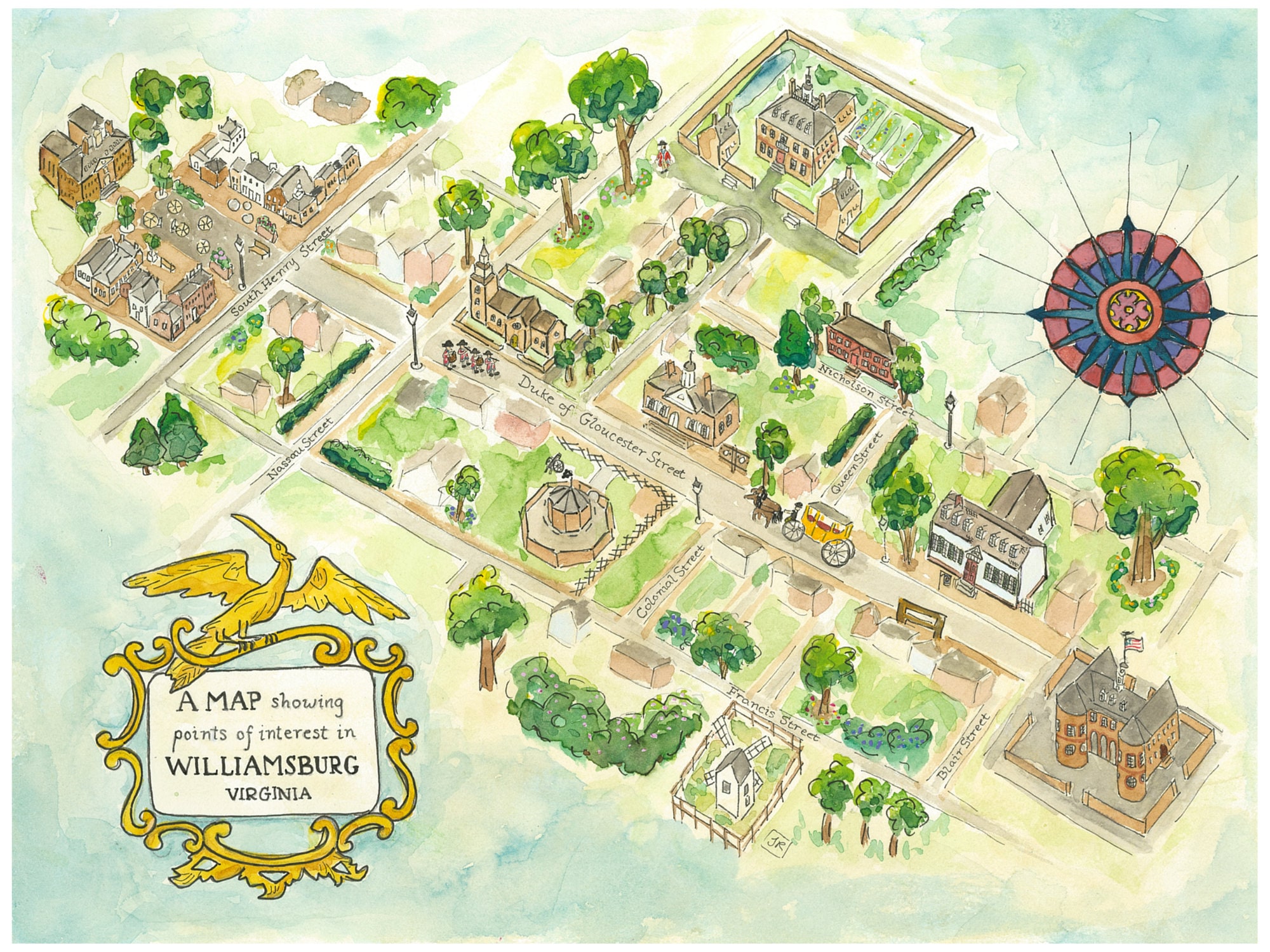 Hand Drawn Map of Colonial Williamsburg - Etsy