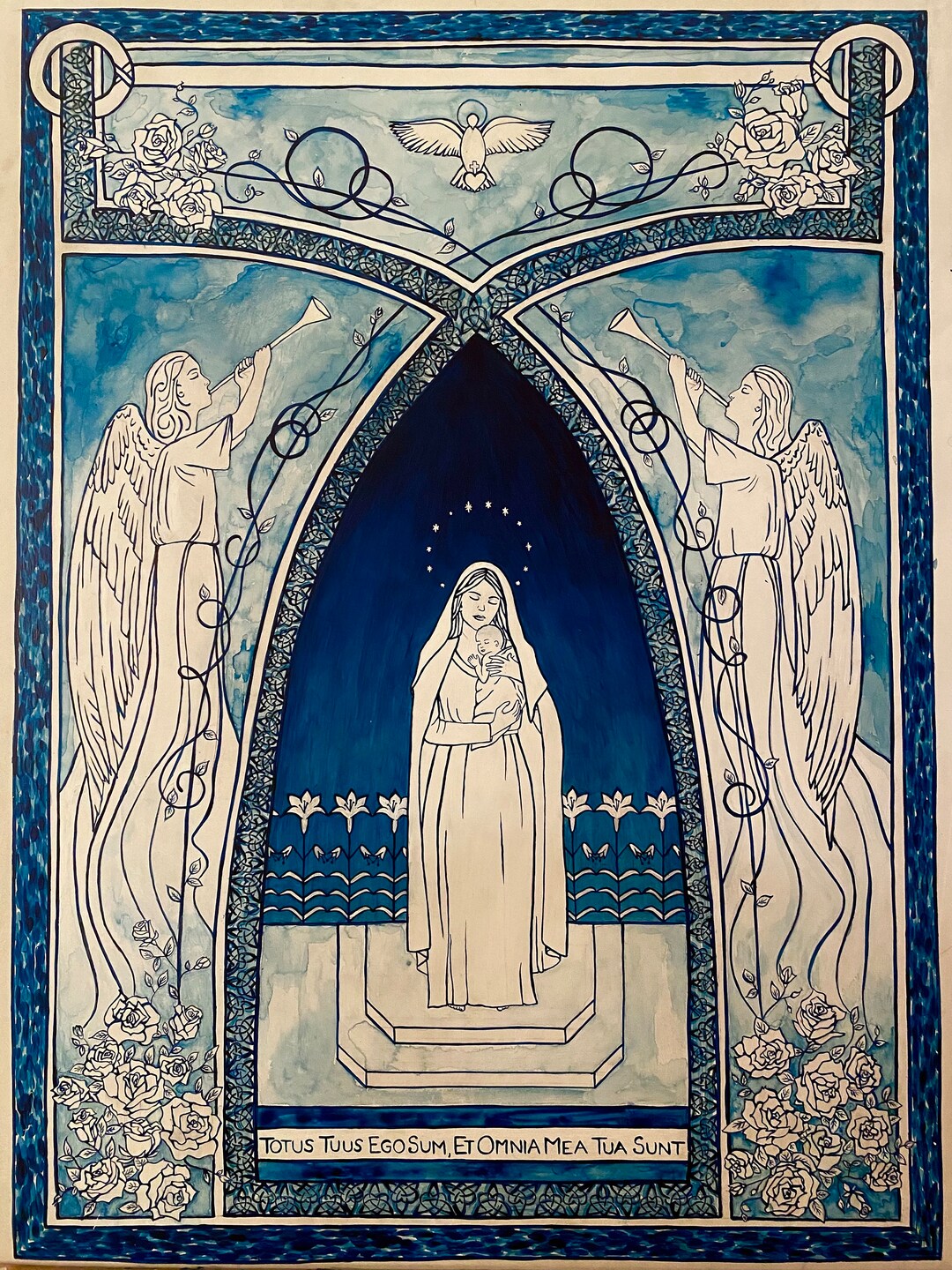 Blessed Mother Triptych Print - Etsy