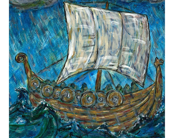 Viking Fleet in Thunderstorm, Poster 18x24in - Etsy