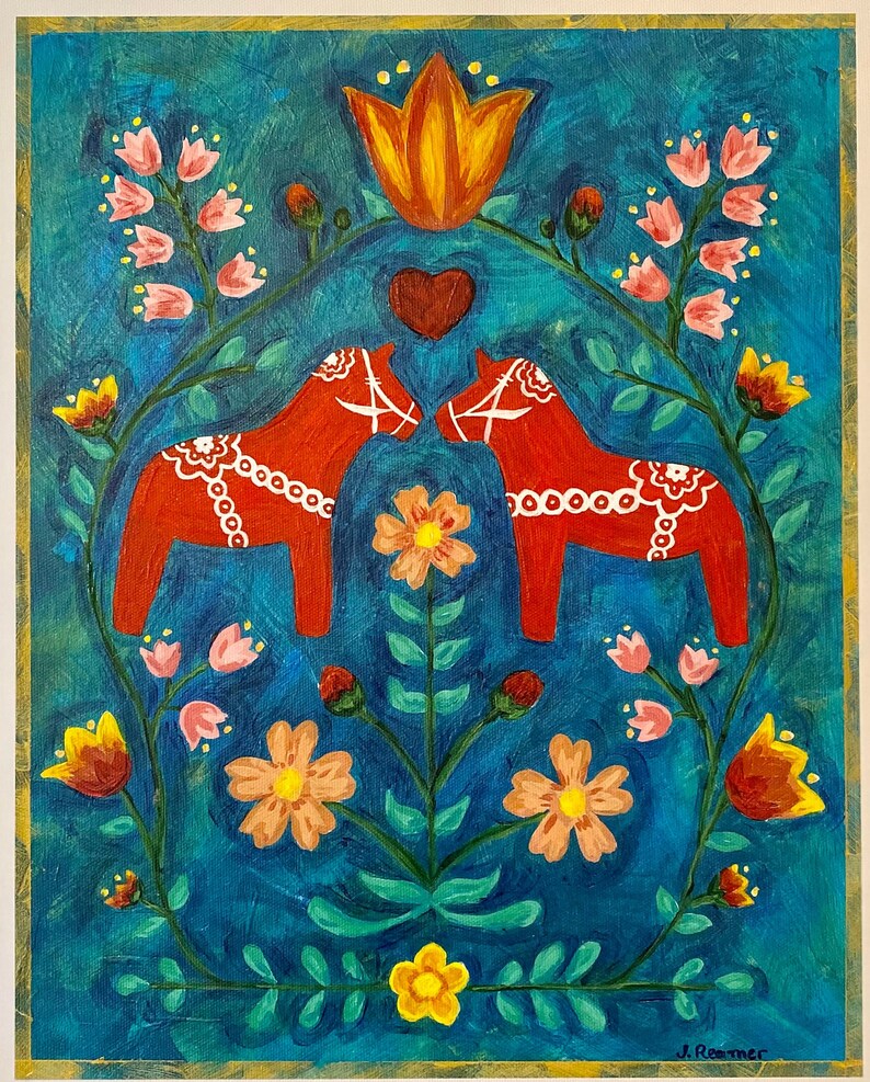 Dala Horse Canvas Board Print - Etsy