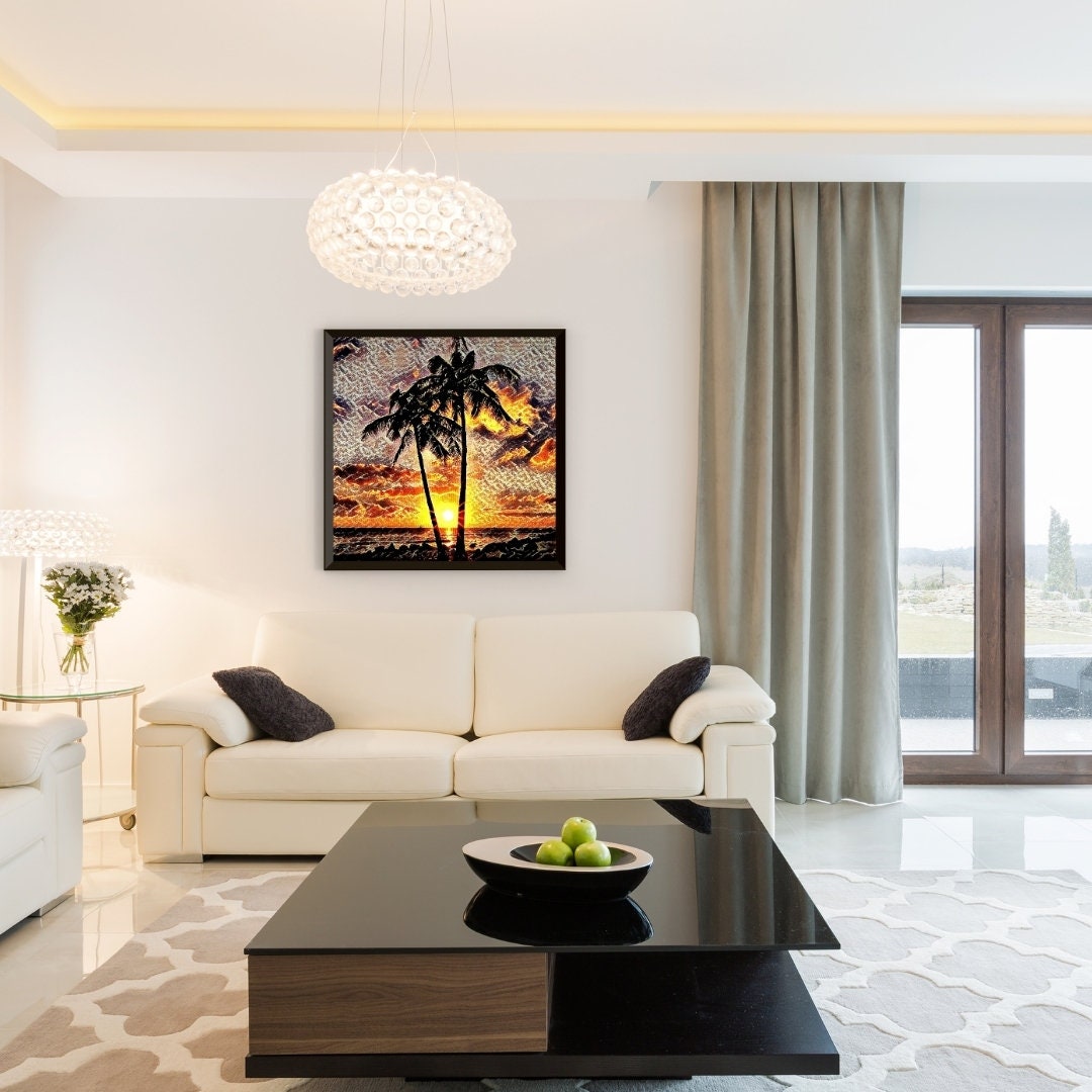 Sunset Wall Art With Palm Tree,sunset Art,natural Scenery,landscape Art ...