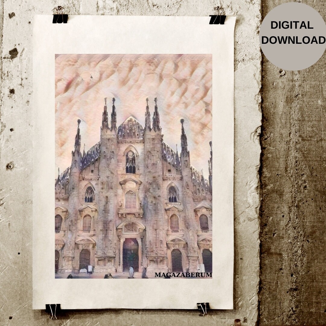 Milan Cathedral Oil Painting Art, Milan Italy Poster, Milan Duomo Art ...