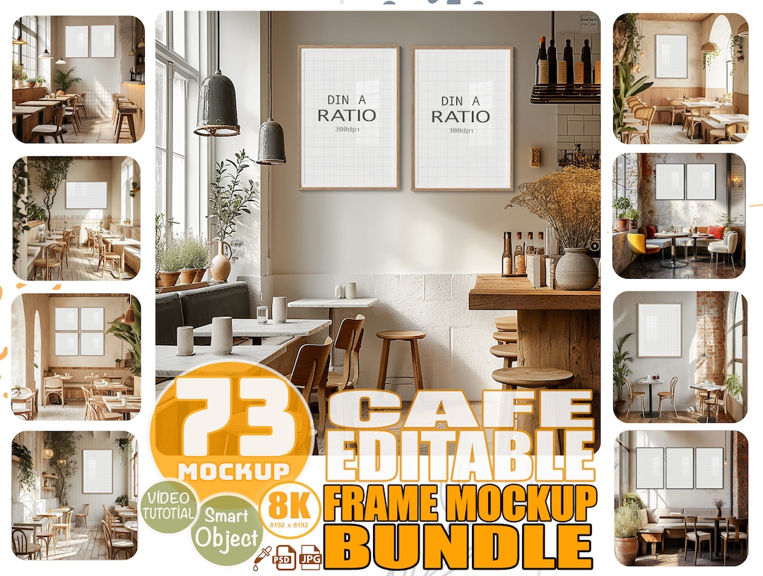 73 Stylish Cafe Frame Mockup Bundle, Boho Frame Mockup, Wall Art Mockup ...