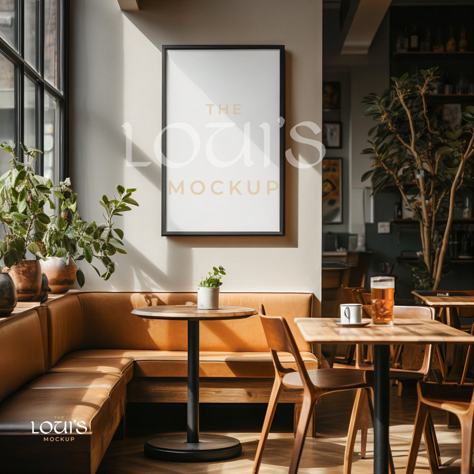 Modern Design Cafe Wall Art Mockup, Cafe Interior Frame Mockup ...
