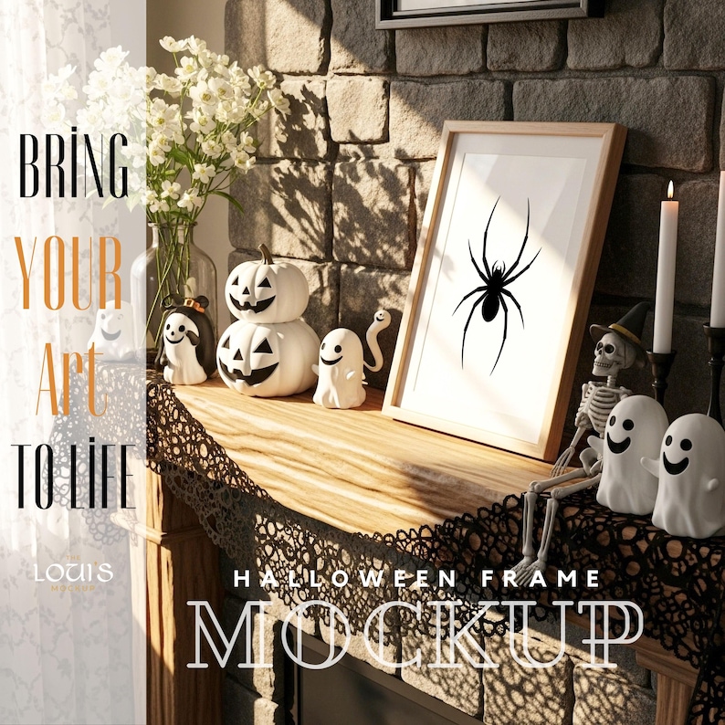 Halloween Frame Mockup Bundle 2025 | 12 Retro Wall Art PSD & JPG ...