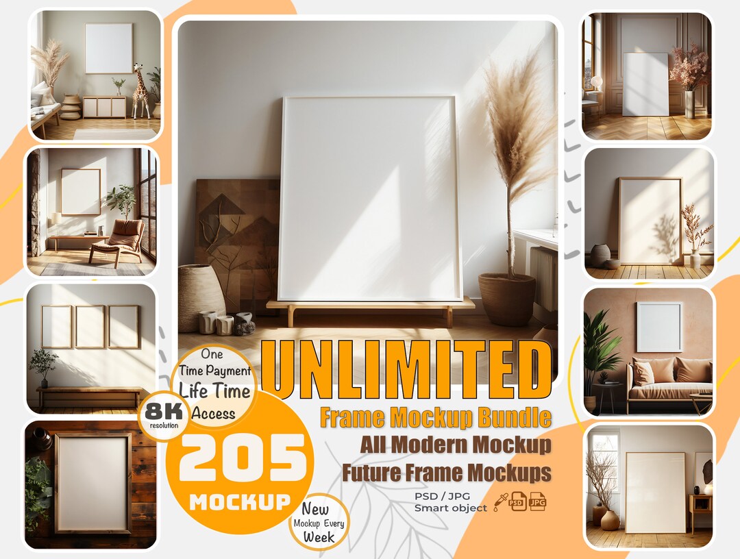 Unlimited Frame Mockups, Mega Bundle Frame, 205 High Quality Frames ...