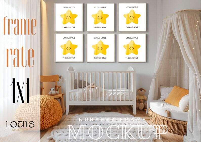 6 Square Editable Baby Room Frame Mockup, 1x1 Frame Ratio, PSD Smart ...