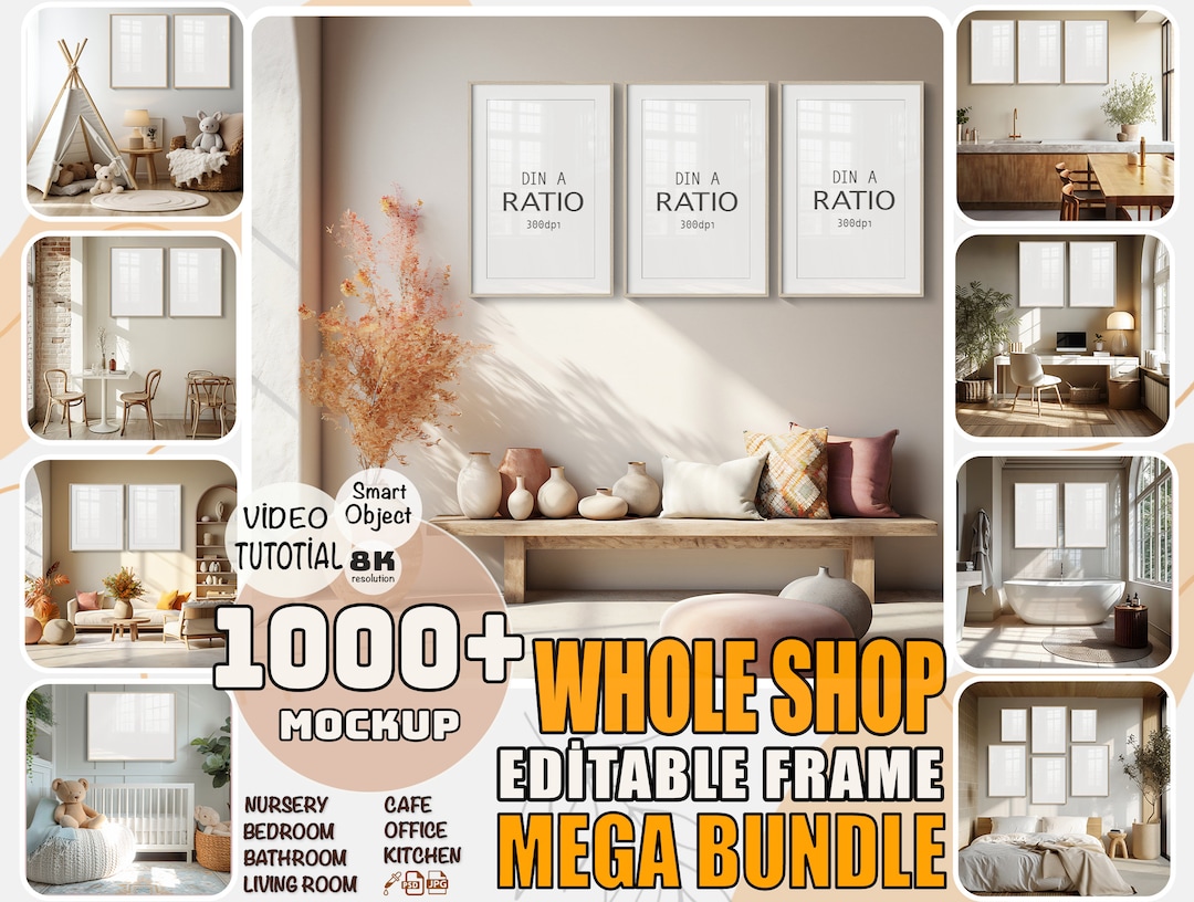 1000+ Frame Mockup | Mega Bundle Editable Frame | 7 Different Room ...